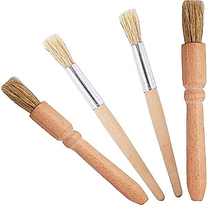 Espresso Brush Set 4 Pieces Professional Espresso Machine Cleaning Brush Wood Handle Natural Bristles Brush for Coffee Grinders Cleaning