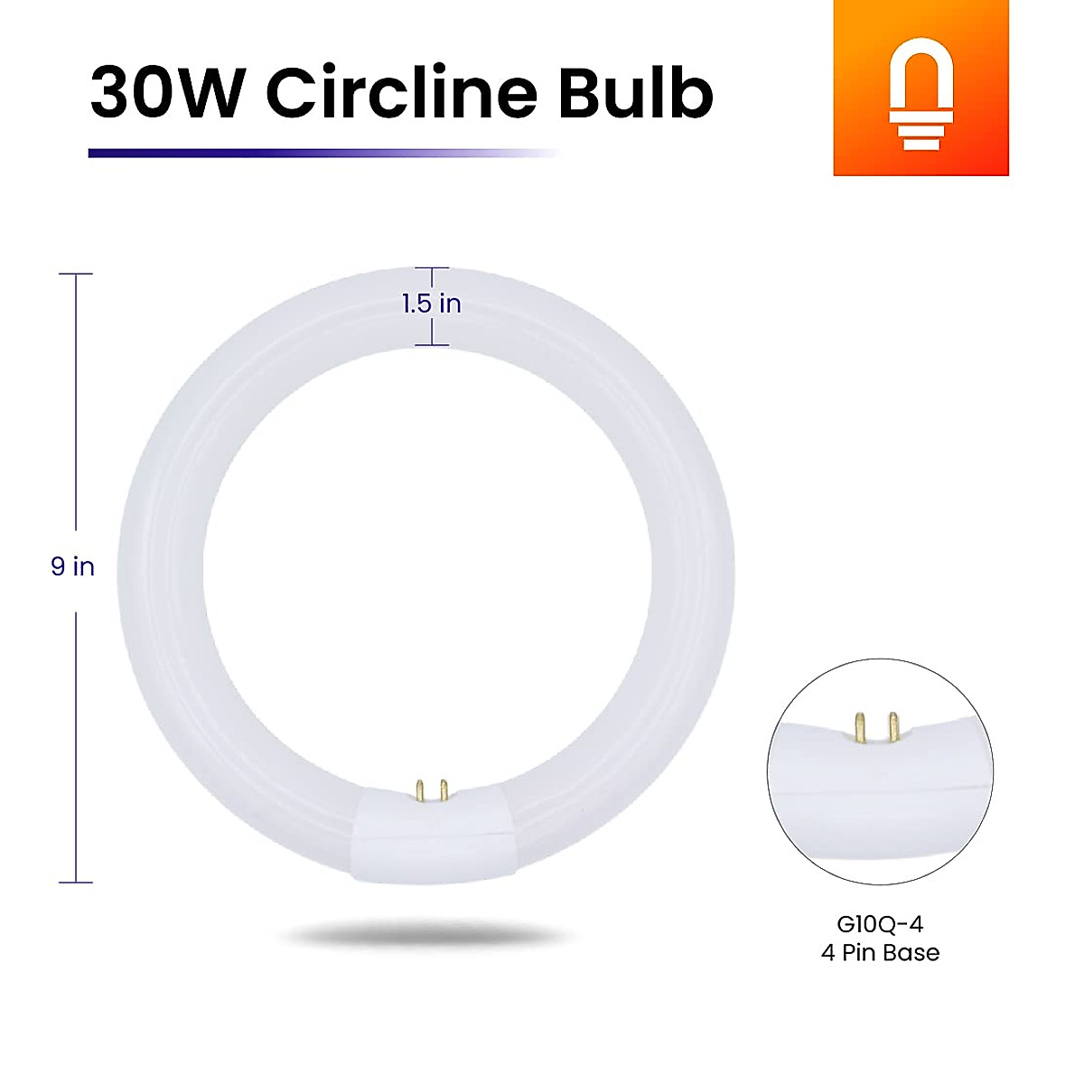 lumenivo 30 Watt Replacement Bulb for Lights of America FCL30EX-L 27K T9 9 Inch Circline Bulb with G10Q-4 4 Pin Base in a Square - 3000k Circline Fluorescent Bulb - 1 Pack