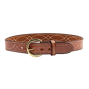 Bianchi B12 Fancy Stitched Belt, 1.5" Width, Tan Finish, Brass Buckle, SZ34