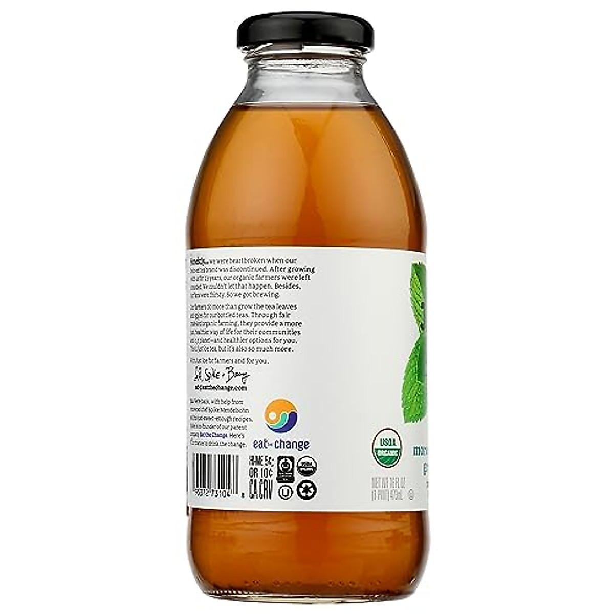 Eat The Change Just Ice Tea Organic Moroccan Mint Green Tea, Kosher, 16 Fluid Ounces (Pack Of 12)
