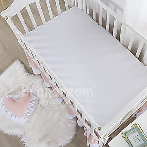 Brandream Baby Nursery Bedding for Girls Pink Princess Crib Bedding Elegant Ruffle Blanket Set 5 Piece, Pink White