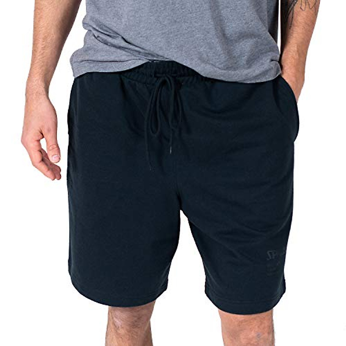 Spalding Men's Active Cotton French Terry Branded Short, Black, M