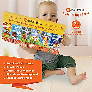 Cloth Books for Babies Weather Themed- Soft Baby Books Features Characters About Weather - Soft Baby Toys for Learning and Brain Development
