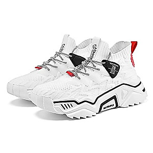 MATRUPLE Mens Fashion Sneakers High Top Casual Shoes Athletic Walking Mesh Comfortable Sports Shoe White