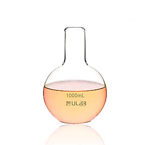 ULAB Boiling Flask of Flat Bottom, Vol.1000ml, Borosilicate 3.3 Glass Material, UBF1003