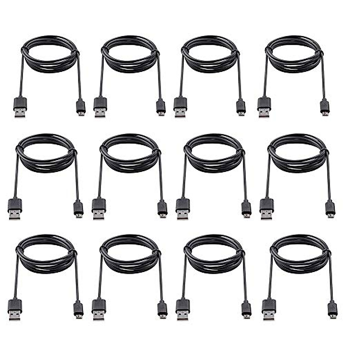 Smays Micro USB Cable Bulk Cord Black 3 ft 12-Pack