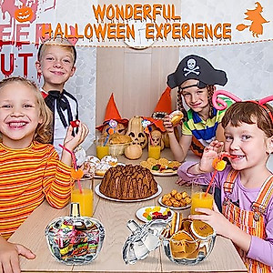 Tanlade Glass Pumpkin Candy Jar Halloween Candy Bowl Pumpkin Jars with Lids Pumpkin Jar with Cover Transparent Target Glass Candy Dish with Lid for Halloween Home Party Wedding Decor (8)