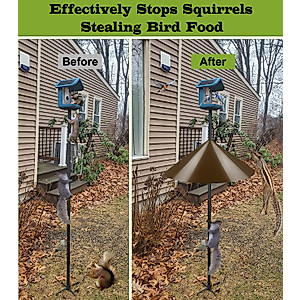 Ansionsol 19 Inch Wide Squirrel Baffle for Bird Feeder Pole, Outside Pole Mount Stopper & Bird House Guard for Outdoor Shepherd’s Hook, Brown, 1 Pack