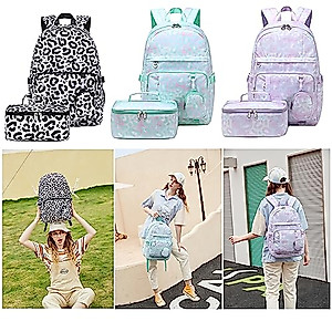 Armbq Cheetah Print Kids Backpack Set Girls Lightweight Bookbag for Elementary Leopard Children School Bag With Lunch Box