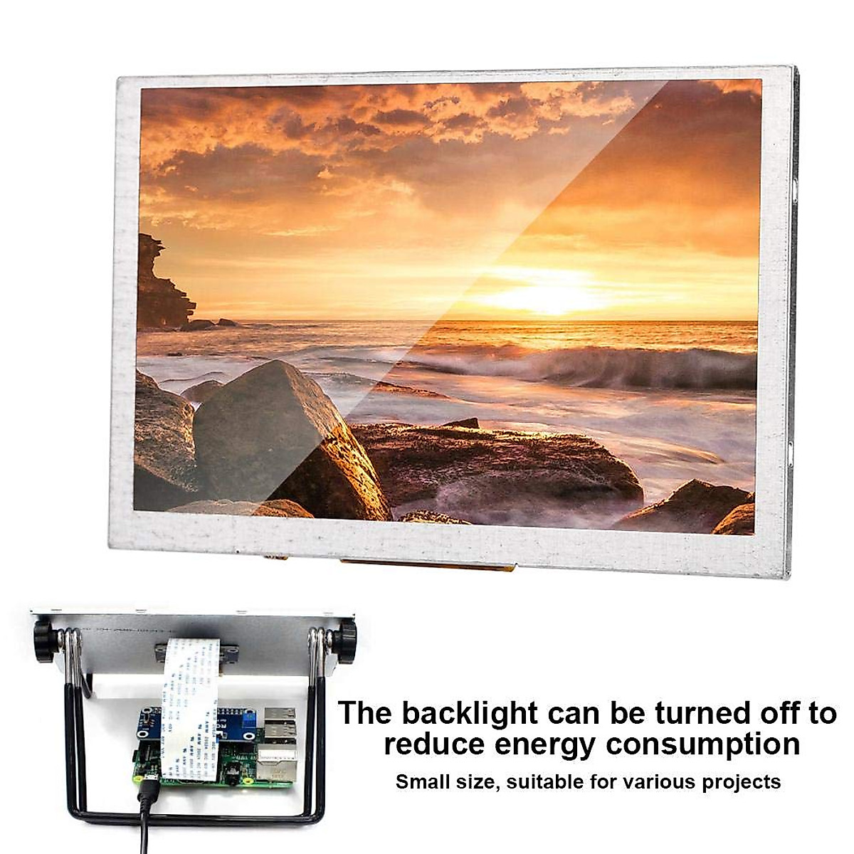 FastUU IPS Display for Raspberry Pi, 5in IPS Display Screen, Durable HD DIY 60HZ with Bracket for Raspberry Pi Series Board