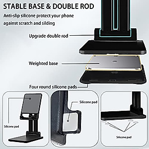 BERITNI Cell Phone Stand, Adjustable Phone Stand for Desk Foldable Cell Phone Holder for Office Desktop Cradle Dock Compatible with iPhone 14 13 12 Pro Max, iPad Mini, All Mobile Phone, Black