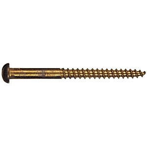 Hillman 1856 8 x 1-1/4 Brass Round Head Slotted Wood Screw 20-Pack
