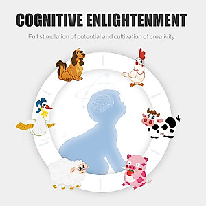 JOCY Wooden Block Puzzle Toddler 1-3-5 Years Kid Montessori Learning Games Educational Interactive Toys, Preschoolers Cube Puzzle with Storage Tray - 6 Puzzles 1 (Farm)