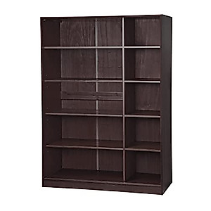 Palace Imports 100% Solid Wood Wardrobe/Armoire/Closet with 3 Sliding Louvered Doors, Java. 5 Shelves Included. Additional Large Shelves Sold Separately.