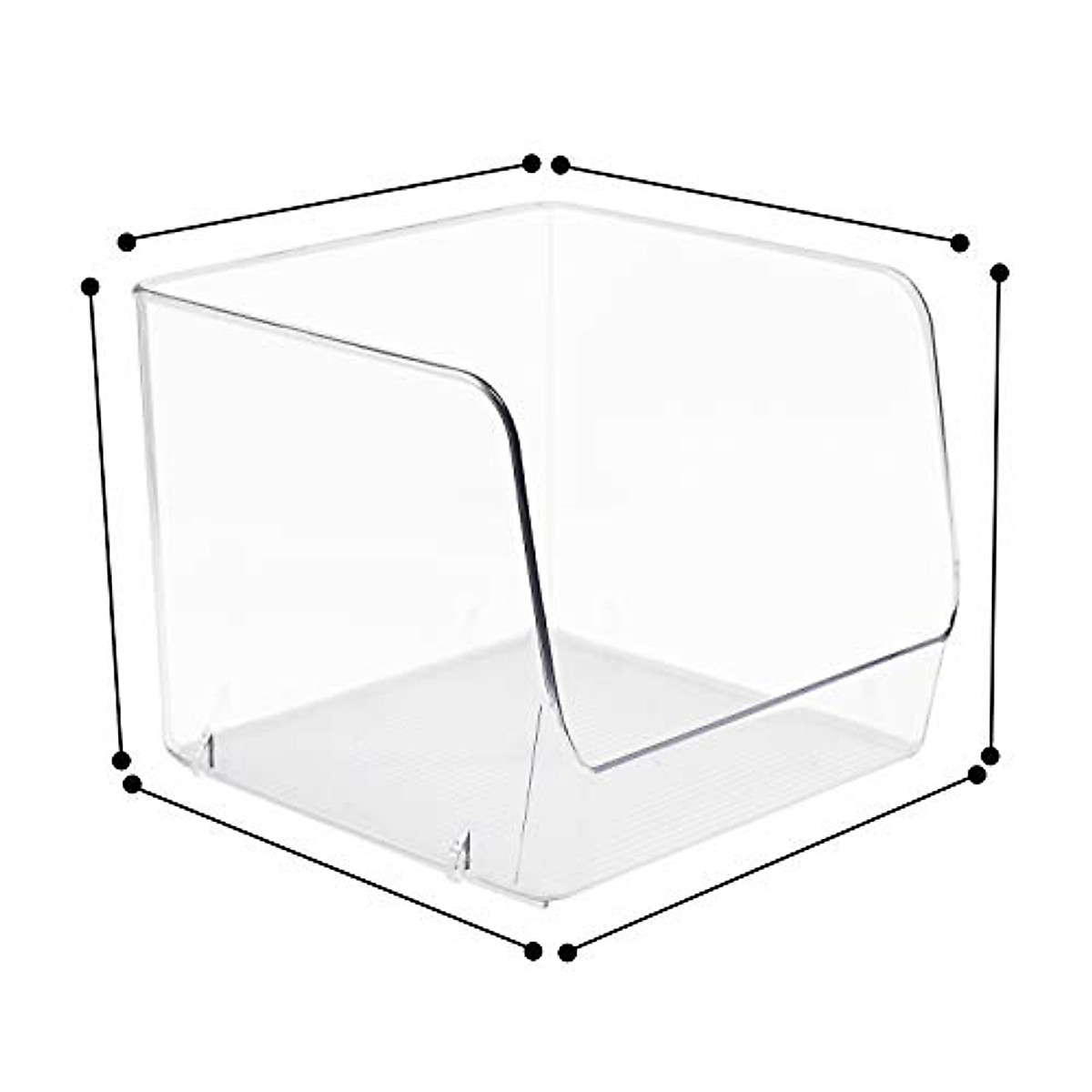 Sorbus Open Plastic Storage Bins Clear Pantry Organizer Box Bin Containers for Organizing Kitchen Fridge, Food, Snack Pantry Cabinet, Fruit, Vegetables, Bathroom Supplies (4-Pack)