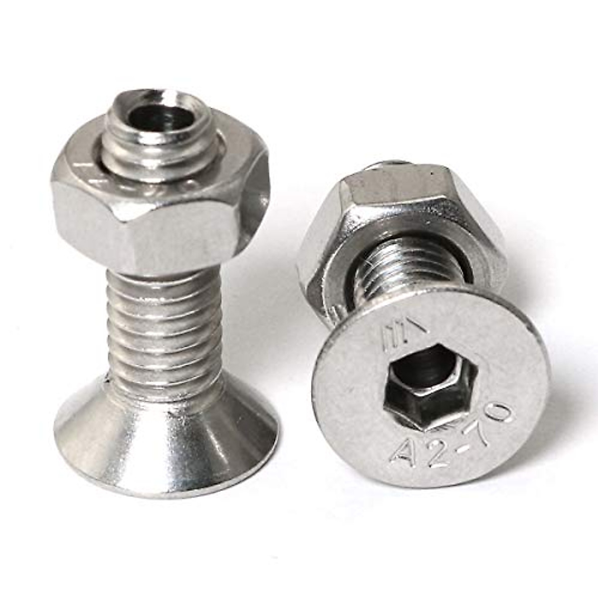 PZRT 2pcs Cylindrical Hollow Hexagon Socket Screw 304 Stainless Steel Lamp Threading Screws Through Hole Bolt with Hex Nut M6x20mm