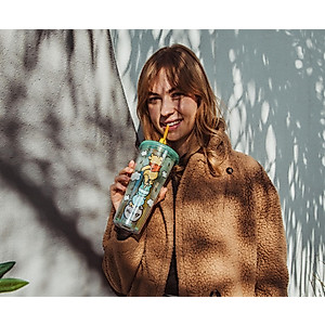 Silver Buffalo Winnie the Pooh Hunny Pot Carnival Cold Cup With Reusable Straw and Leak-Resistant Lid | Holds 24 Ounces