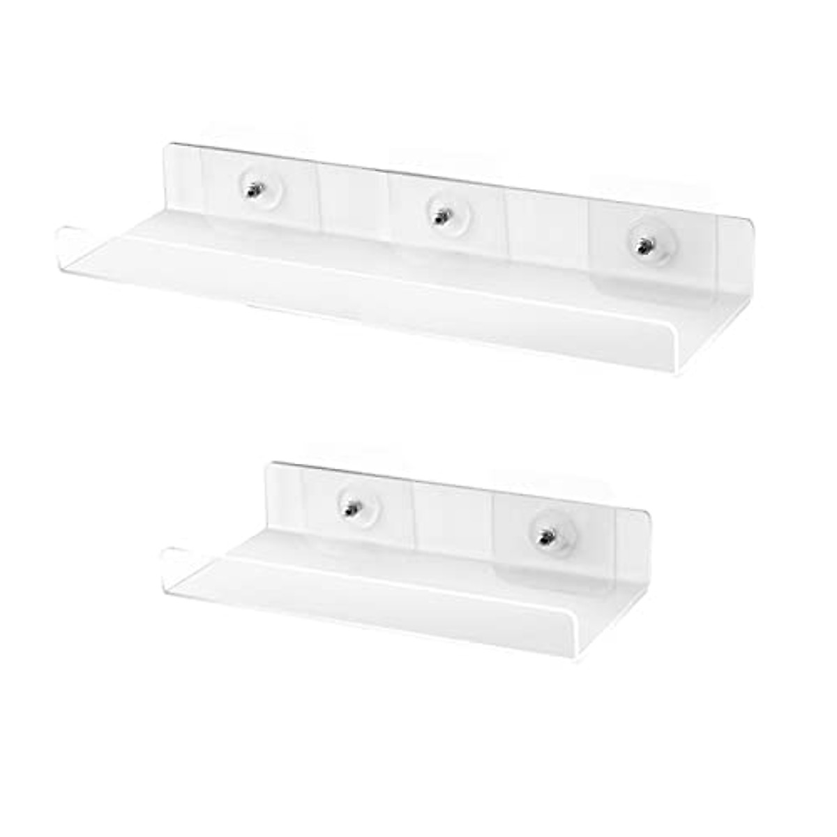 jomgeroz Acrylic Bathroom Shelves Wall Mounted Shower Shelve No Drilling Adhesive Thick Clear Storage & Display Shelves Bathroom Small Wall Shelf with Hooks