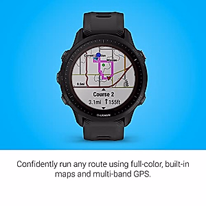 Garmin 010-02638-00 Forerunner® 955 Solar, GPS Running Smartwatch with Solar Charging Capabilities, Tailored to Triathletes, Long-Lasting Battery, Black
