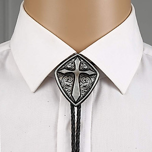 QQA Western Cowboy Bolo Tie for Men Vintage Eagle Shield Star Pattern Necklace Bolo Tie for Men Women