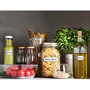 Removable Waterproof Food Labels, Write-on Kitchen Labels for POP Food Storage Containers, Jars and Home Organization, Pantry & Spice Sticker, Pack of 64