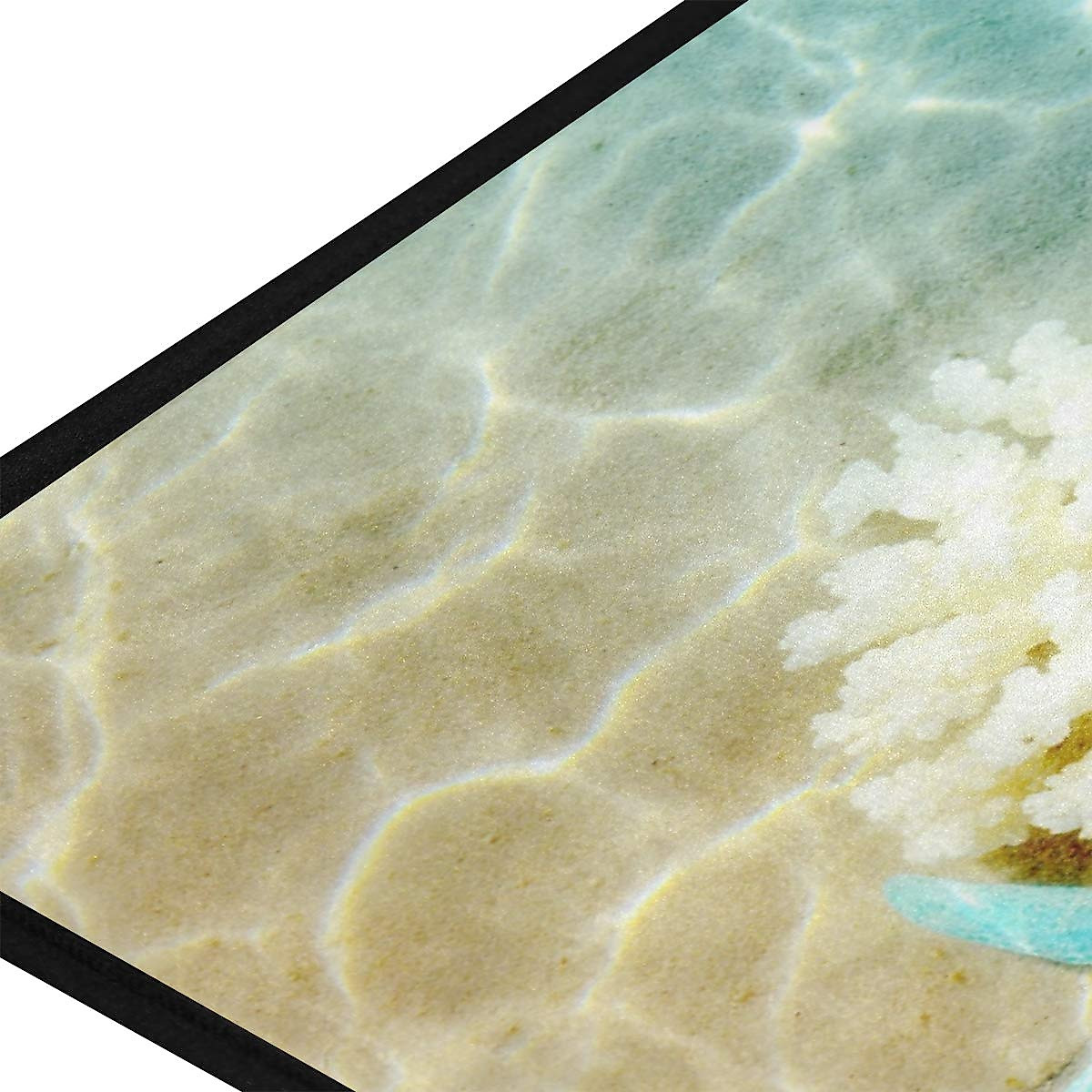 Starfish Coral and Seashell On The Summer Beach Kitchen Rugs Non-Slip Kitchen Mats Sea Bath Runner Rug Doormats Area Mat Rugs Carpet for Home Decor 39" X 20"
