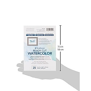 Strathmore 140-205 Ready Cut Watercolor, Cold Press, 5" x 7", White, 25 Sheets,Multicolor