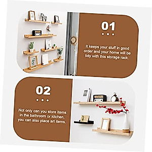 HOMOCONO Wooden Shelf Wall Mounted Shelf Wall Mount Shelves Multi-Function Floating Shelf Decorative Shelves Wall Hanging Shelf Farmhouse Floating Shelf Ledge Display Shelf Wall Stand Khaki