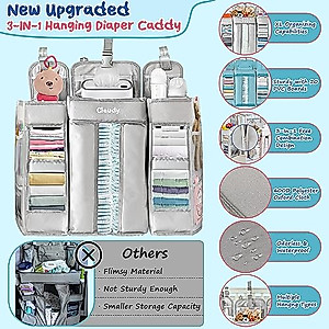 CIEUDY 3-in-1 Hanging Diaper Organizer Storage for Baby, Hanging Diaper Organizer for Changing Table, Playard, Wall & Door, Gifts for New Mom after Birth（Included High Contrast Baby Book）