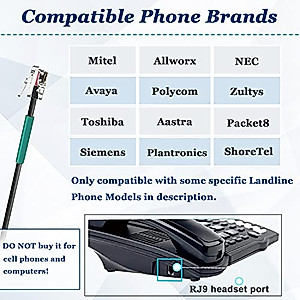 RJ9 Phone Headset Office Telephone Headset with Microphone Noise Cancelling for Polycom VoIP VVX311 VVX411 VVX310 VVX410 VVX300 VVX400 VVX401 VVX501 335 ShoreTel 230 NEC Allworx Landline Deskphones