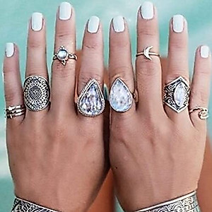 Jewelry Droplets Cut Wedding Gift Ring Handmade Luxury Engagement Water Rings Gold Ring Dainty (White, 8)