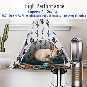 360° Combi Glass 2-in-1 HEPA+Carbon Replacement Filter for Dyson TP07 HP07 TP06 HP06 TP10 HP10 TP09 HP09 TP04 HP04 PH04 PH03 PH02 PH01 Air Purifier, H13 Grade True HEPA Pure Cool Hot Fan Filter, Black