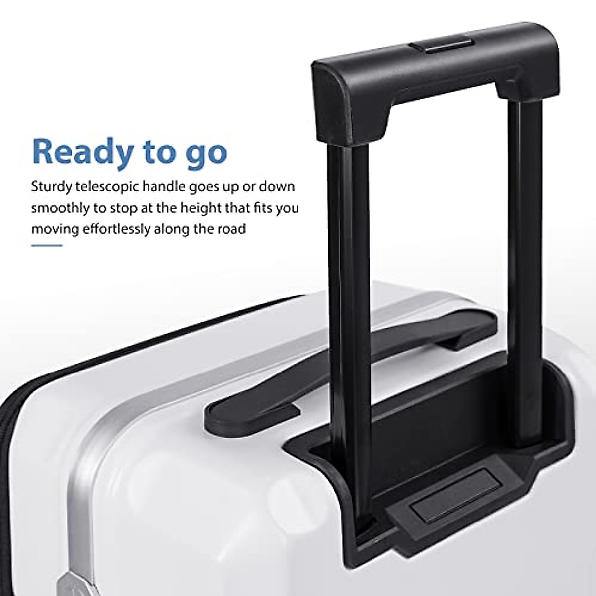 Coolife Luggage Carry On Spinner Suitcase Set with Pocket Compartment Weekend Bag Hardside Trunk (snow white_Aluminium Frame type, 20in(carry on))