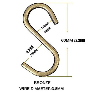 TOPIND 20 Pack 2.4in S Hooks, Steel S Hanging Hooks Heavy Duty Hooks Hanger for Kitchen Work Shop Bathroom Garden, Pan Pot Rack Hooks, Closet Hooks, Hanging Plants, Cups, Jeans