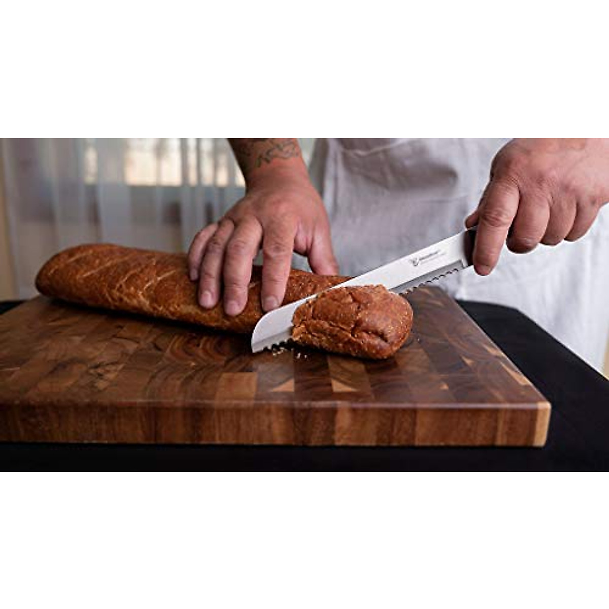 HUMBEE Chef 8 Inch, Serrated Bread Knife, Black