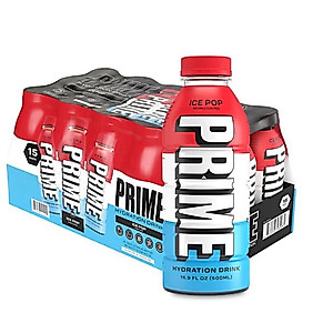 Prime Hydration Drink Sports Beverage "ICE POP," Naturally Flavored, 10% Coconut Water, 250mg BCAAs, B Vitamins, Antioxidants, 834mg Electrolytes, Only 20 Calories per 16.9 Fl Oz Bottle (Pack of 15)