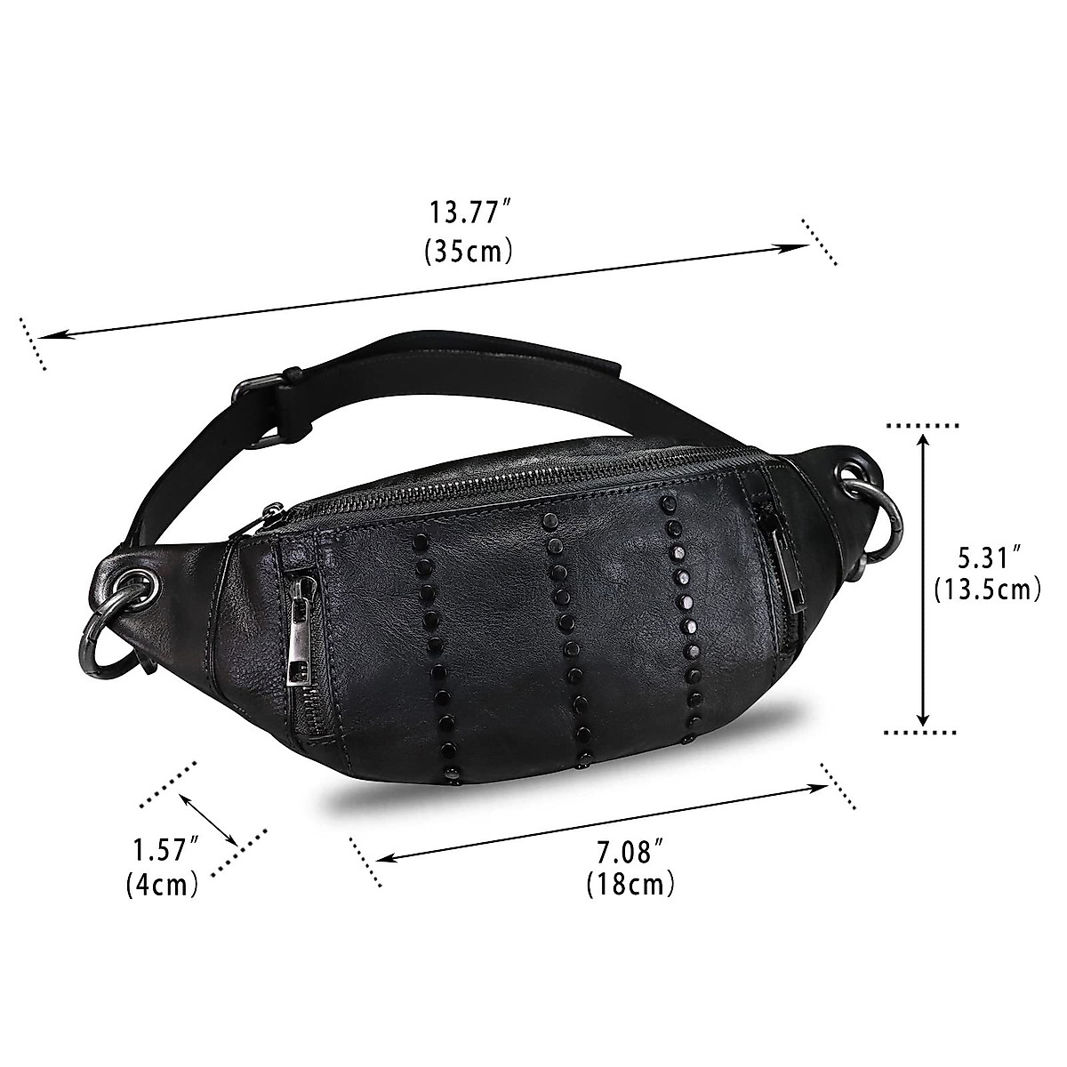 Genuine Leather Sling Bag for Women Fanny Bag Casual Hiking Daypack Crossbody Chest Bags Motorcycle Shoulder Backpack (Darkgrey)