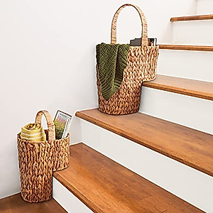 Trademark Innovations Water Hyacinth Storage Stair Basket Set With Handles