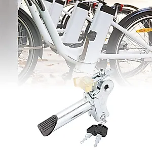 Electric Bike Seat Post, Electric Bike Metal Seatpost Foldable with Anti‑Theft Key Internal Lock Bike Accessory