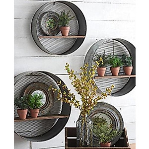 K&K Interiors, Set of 3 Round Metal Wall Shelves (Grad Sizes)