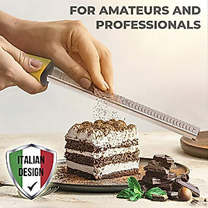 Stainless Steel Cheese and Citrus Zester Grater w/Extra Sharp Blade - Perfect for Lemons, Parmesan, Garlic, Chocolate - Spice Up any Kitchen Dish in Seconds with Your Premium Hand Held Shredder