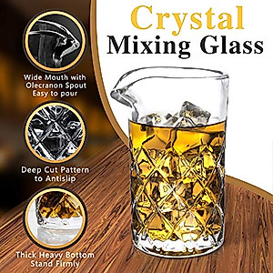 Lighten Life Cocktail Mixing Glass,20oz Mixing Glass with Thick Bottom,Premium Old Fashioned Bar Mixer Glass for Stirring Drinks,Professional Stirring Glass Cocktail beaker