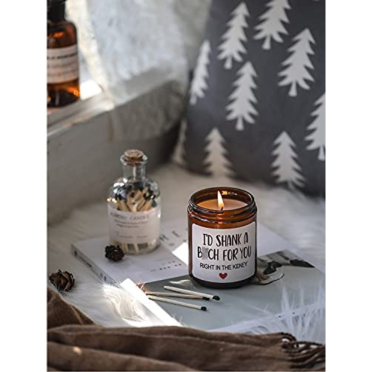 Best Friend Birthday Gifts for Women, I’d Shank A B for You Scented Soy Candle, Funny Birthday Gift Galentines Gag Gift for Friends, BFF, Bestie, Sister (BTCH)