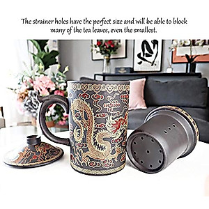 25DOL Chinese Tea Mug with Infuser and Lid 10Oz | Chinese Yixing Purple Clay Coffee Mug | Chinese Mug with Lid | Chinese Dragon Mug | Chinese Tea Infuser Mug | Travel Mug | Retain Heat very well