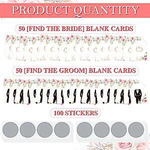 Humyoun 100 Pcs Bridal Shower Games Scratch off Bridal Shower Game Find the Bride Groom Wedding Games Floral Theme Funny Bachelor Party Games Ideas for Guests, 100 Cards, 100 Stickers, No Photos