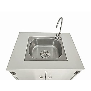 Steel Cabinet Portable Sink Self Contained Hand Wash Station Mobile Sink Water Fountain Water Supply 110V/12V Powered Built-in Pump Water Jugs NOT Included 24 X 18 X 30" Cabinet Size 10094-NF