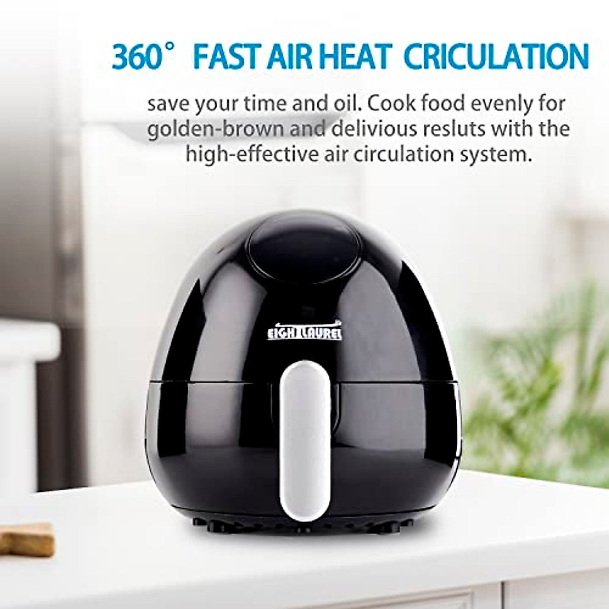 Mini Air Fryer, 700-Watt Airfryer Compact Oilless Small Oven with Basket, 1.64 Quart Capacity 90°F- 390°F Temperature Controls and a High Gloss Finish for Cooks, Crisps, Roasts, Bakes, Reheats and Dehydrates, Black