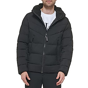 Calvin Klein Men's Hooded Stretch Jacket, Ebony, Medium
