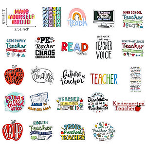 Sabary 100 Pcs Teachers' Day Stickers Waterproof Teaching Decals Teacher Appreciation Stickers for Adult Teacher Stickers for Laptop Inspirational Quotes Stickers for Water Bottle Scrapbooking Journal