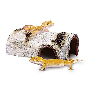 Aufeeky Reptile Hides and Caves, Reptile Hide Birch Tree Bark Trunk, Gecko Hides and Caves for Snake Leopard Gecko Ball Python Bearded Dragon Tortoise Turtle